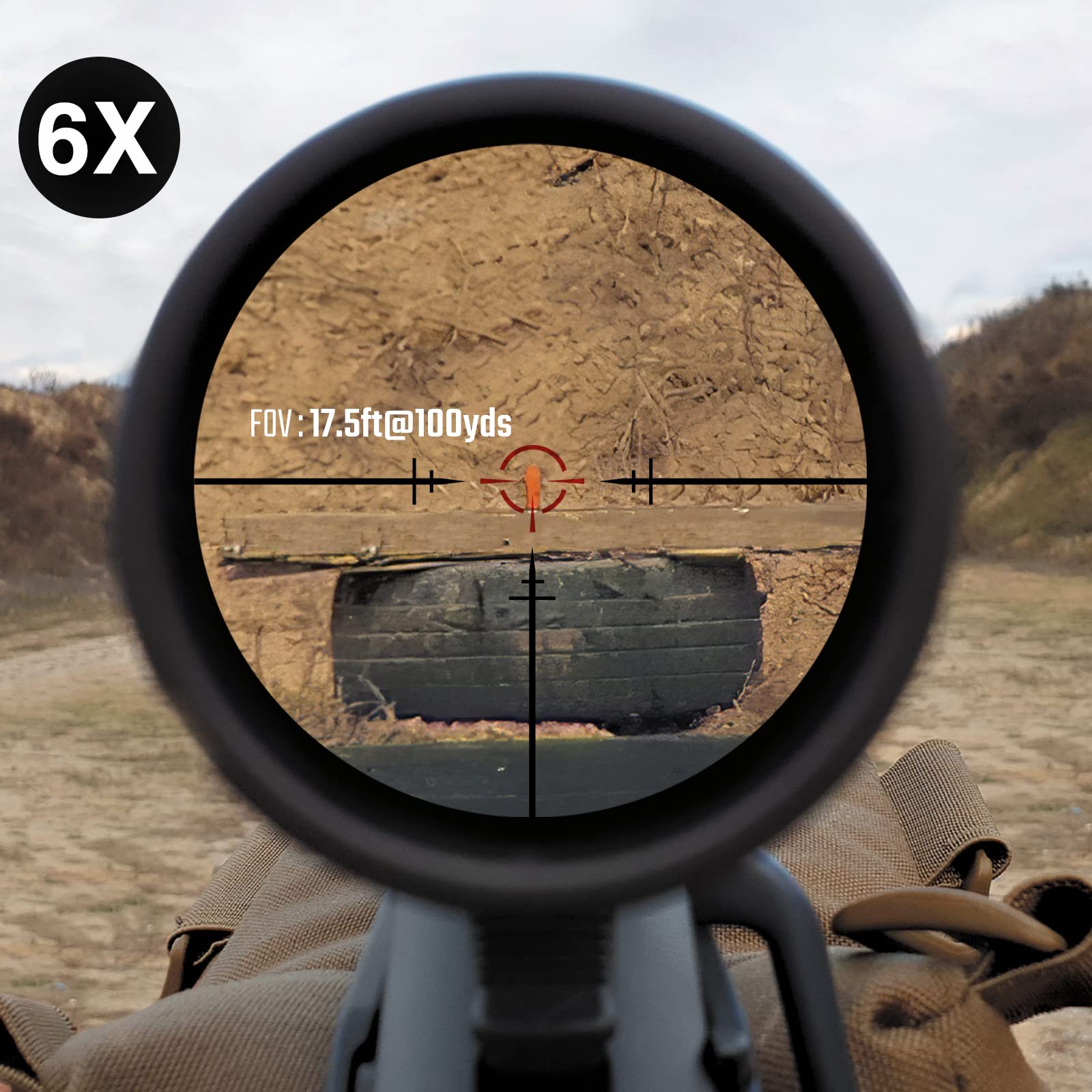 EZshoot 1-6X24 LPVO Rifle Scope with 5 Levels Red & Green Illuminated Reticle, 30mm, Black