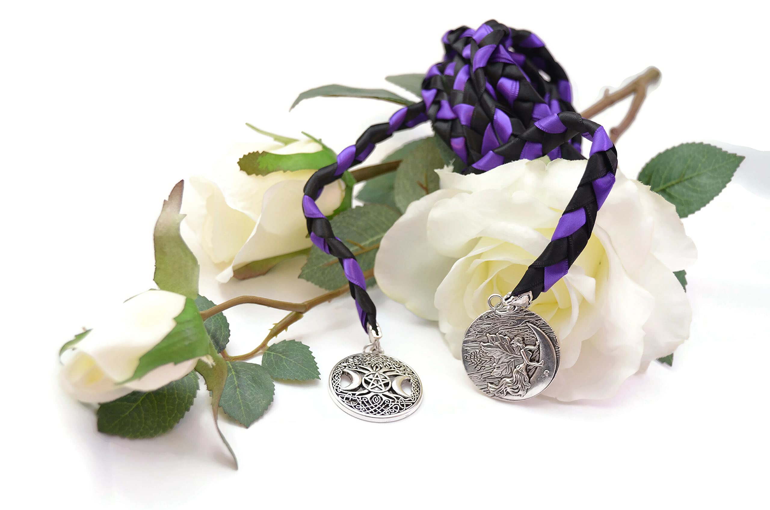 Divinity Braid Purple & Black Triple Moon Goddess Wedding Handfasting Cord #Wedding #DivinityBraid #Celtic #Handfasting #Wedding #Pagan #HandfastingCord(HF-020), Black & Purple