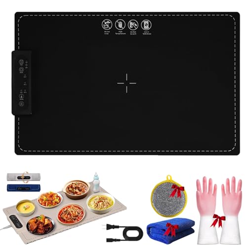 Miller Market Warming Mat, Miller Market Food Warming Mat, Silicone Warming Mat, Adjustable Warming Tray Miller Market, Adjustable, Foldable, Fast Heating (15 * 23.6inch-Black,1Pcs)