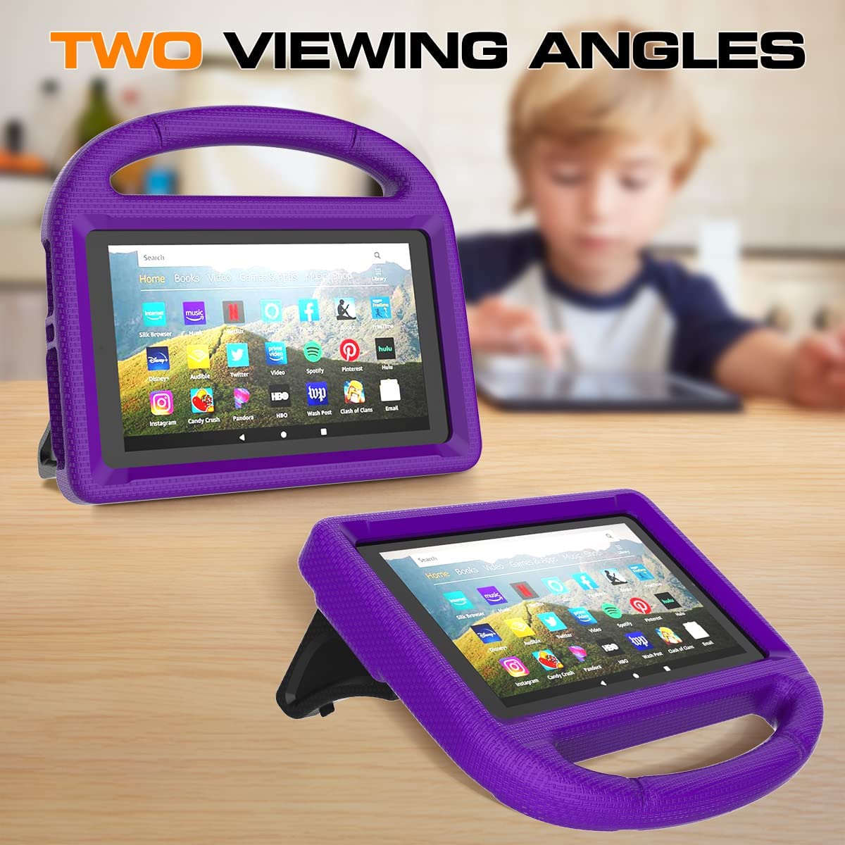 Fire 7 Tablet Case for Kids, YIHE Case for Amazon Fire 7 2019/2017/2015 (7 inch, 9th/7th/5th Generation), Lightweight Shockproof Protective Case with Handle Stand for Fire 7" Tablets, Purple