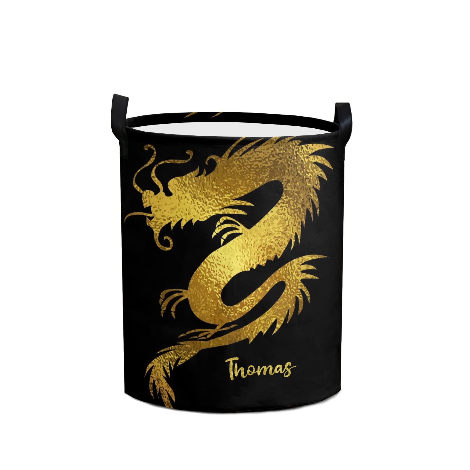 Golden Dragon Personalized Laundry Hamper,Custom Name Collapsible Waterproof Laundry Basket Storage Bins with Handle for Clothes,Toy,Nursery