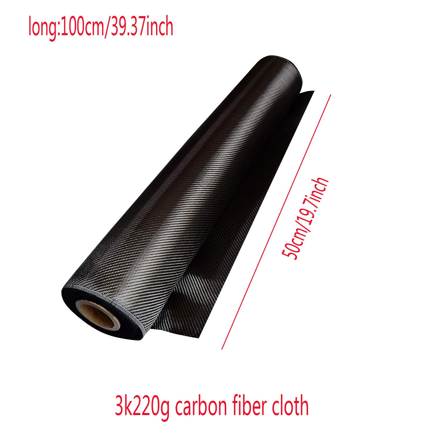 SOFIALXC Carbon Fiber Fabric Cloth 220g/m² (19.7inch x39.37inch)-Twill-50cmx100cm