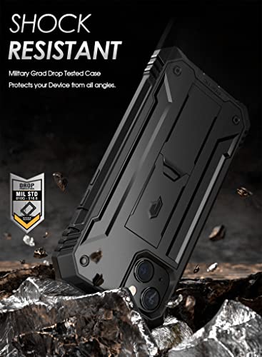 Poetic Revolution Case for iPhone 14 6.1 inch, [20FT Mil-Grade Drop Tested], Full-Body Rugged Shockproof Protective Cover with Kickstand and Built-in-Screen Protector, Black