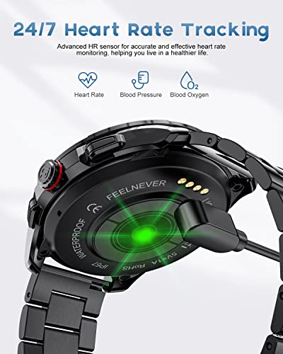 LIGE Smart Watches for Android iOS, Bluetooth Calls/Text Remind/Voice Speaker, Fitness Tracker with Heart Rate Sleep Monitor, 1.32'' HD Full Touch Screen, IP67 Waterproof Black Smartwatch for Men