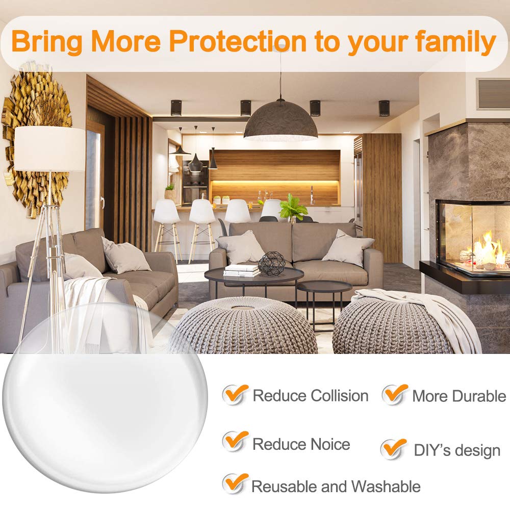 Door Stopper Wall Protector (9pack) - Adhesive Reusable Bumper Protector - Clear, Quiet, Shock Absorbent Gel, Wall Shield & Silencer for Door Handle - Door Knob Safety Cover (Clear, 1.97inch)