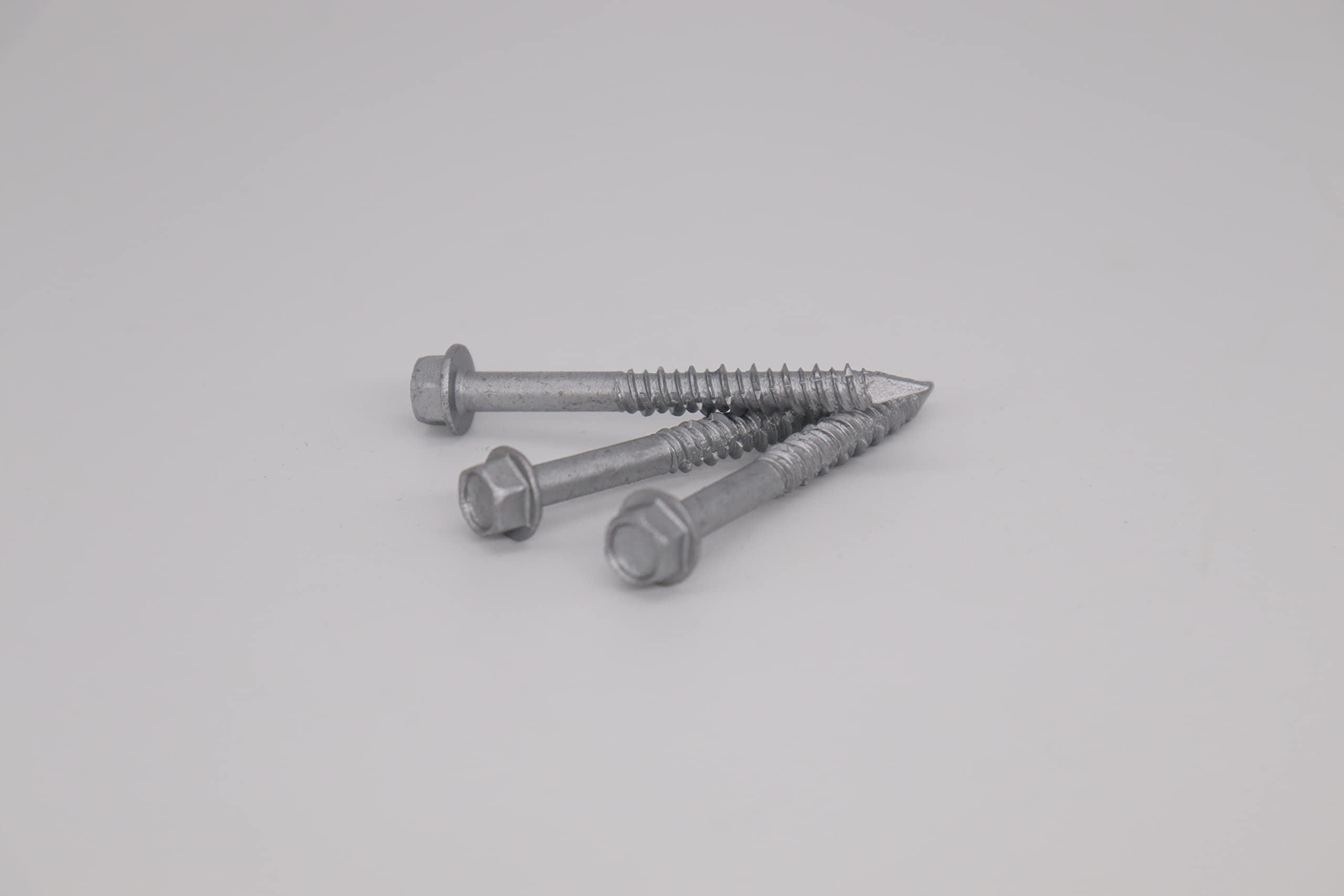 HLAFIX Fastener SS410 1000hrs Anti-Rust Silver Ruspert Coating Concrete Screw 1/4βx2-3/4β, Hex Washer Head, Diamond Point, 12pcs in Blister Package