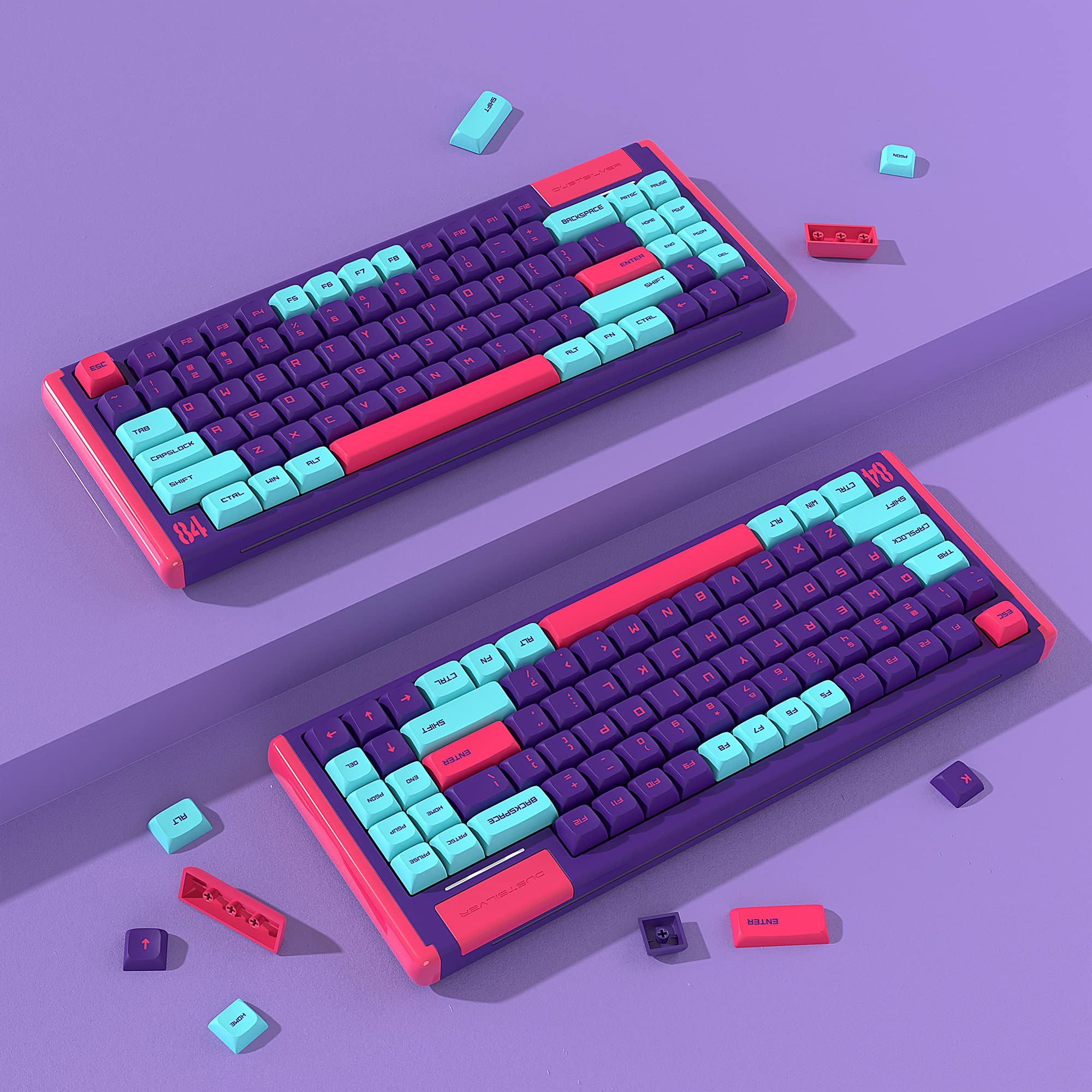 DUSTSILVER D84 Wireless 75% Cyberpunk Mechanical Keyboard with RGB, Hot Swappable, Bluetooth/2.4G/Type-C Connection, Gateron Black Switches for Linear Typing
