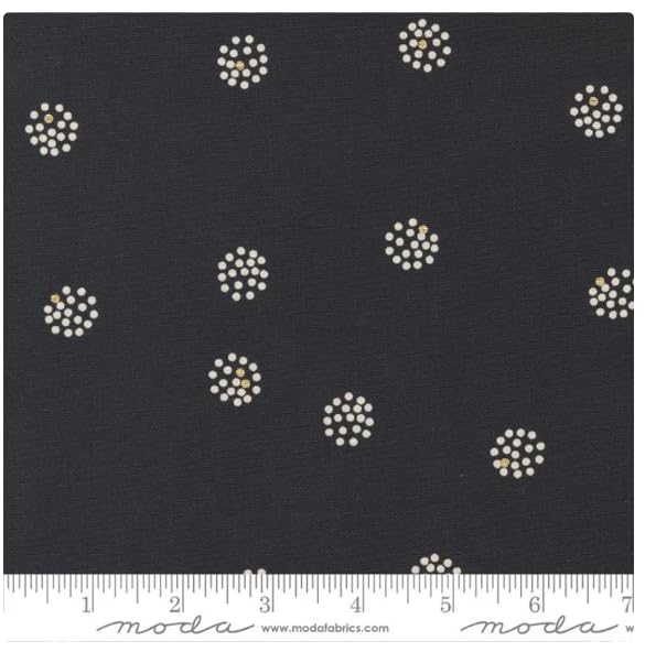 Moda Fabrics Think Ink Canvas, Dottie Dots Black Metallic, Cut by The Yard