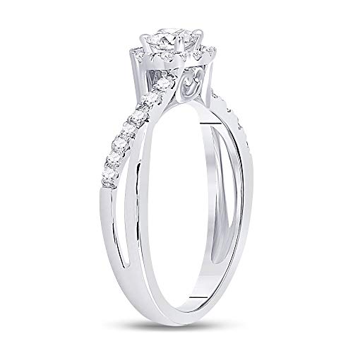 Dazzlingrock Collection 14kt White Gold Womens Round Diamond Solitaire Bridal Wedding Engagement Ring 1/2 ctw