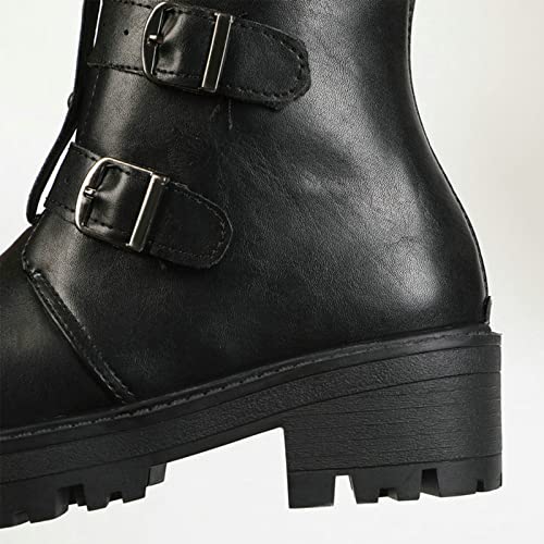 FASDNENDYS Boots for Women Ankle Booties Platforms Leather Women's Black Female Motorcycle Shoes Soft Boots Shoes Comfort
