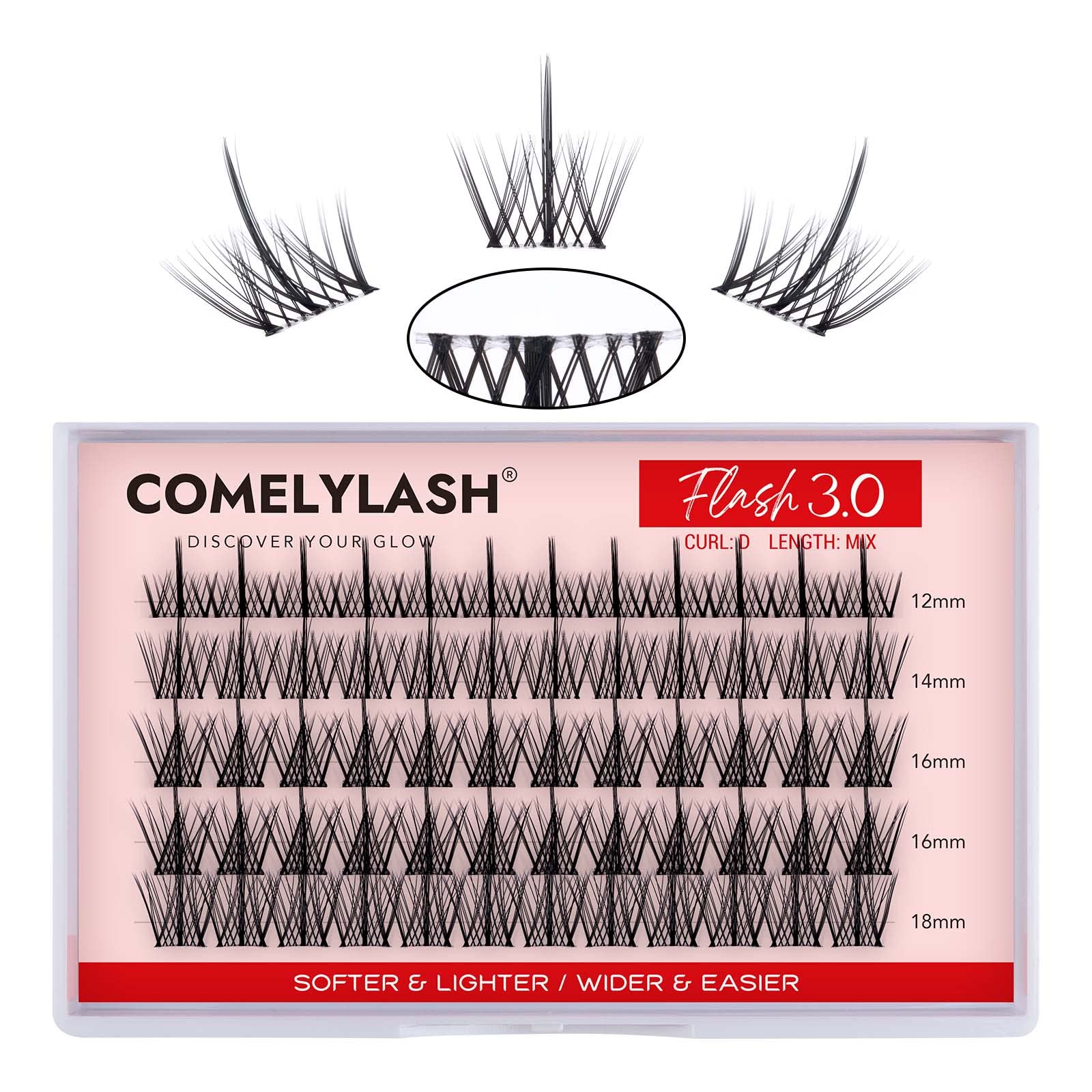 Individual Lashes, 60Pcs Lash Clusters DIY Eyelash Extensions, D Curl Cluster Lashes Soft and Lightweight 12-14-16-18mm Mixed Lash Extension Easily Done at Home（12-14-16-18mm）