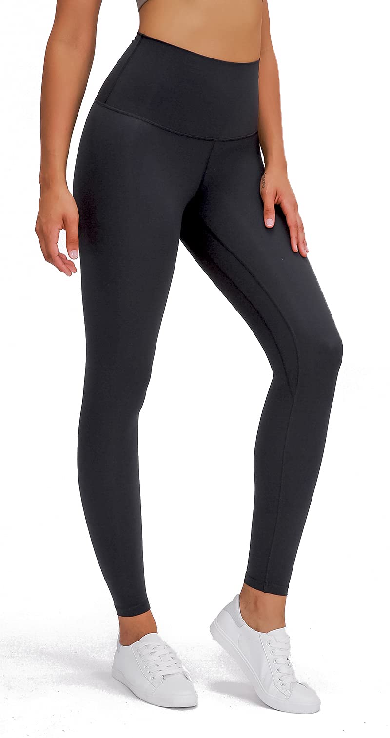 DUSUNCOM Women's High Waist Yoga Pants, Buttery Soft Tummy Control Workout Tights Running Sport Leggings, 4 Way Stretch Black