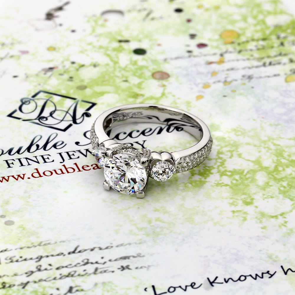 DoubleAccent Platinum Plated Sterling Silver Ring 2 CT Round CZ Stone Beautiful Wedding Engagement Ring (Size 5 to 9), 6