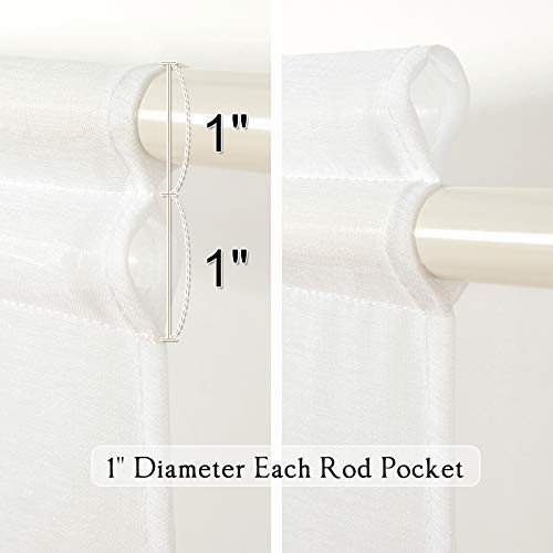 MIULEE Sheer Door Curtains 2 Panels Sidelight Window Treatment Curtains for Narrow Glass Door/Kitchen/Front Door Linen Textured 25 x 72 Inches with Tieback, White