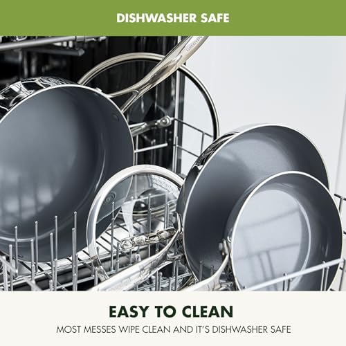 GreenPan Valencia Pro Tri-Ply Stainless Steel 8β and 10β Frying Pan Skillet Set, Healthy Ceramic Nonstick PFAS-Free PFOA-Free Coating, Multi Clad Cookware, Induction, Dishwasher Oven and Broiler Safe