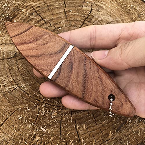 HUAAO 4.6'' Mini Knife, Pocket Knife with 440C Blade Wood Handle, Small Knife Fixed Blade Knife with Sheath for EDC Opening Package Collection Gift