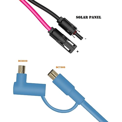 JacEnergy Solar Panel to DC 8mm Adapter Cable, Solar Connector to DC8mm ,DC 8mm Connector with DC8020 Converter for Portable Power Station GZ Yeti Jakery Solar Generator 12AWG+14AWG Heavy Duty