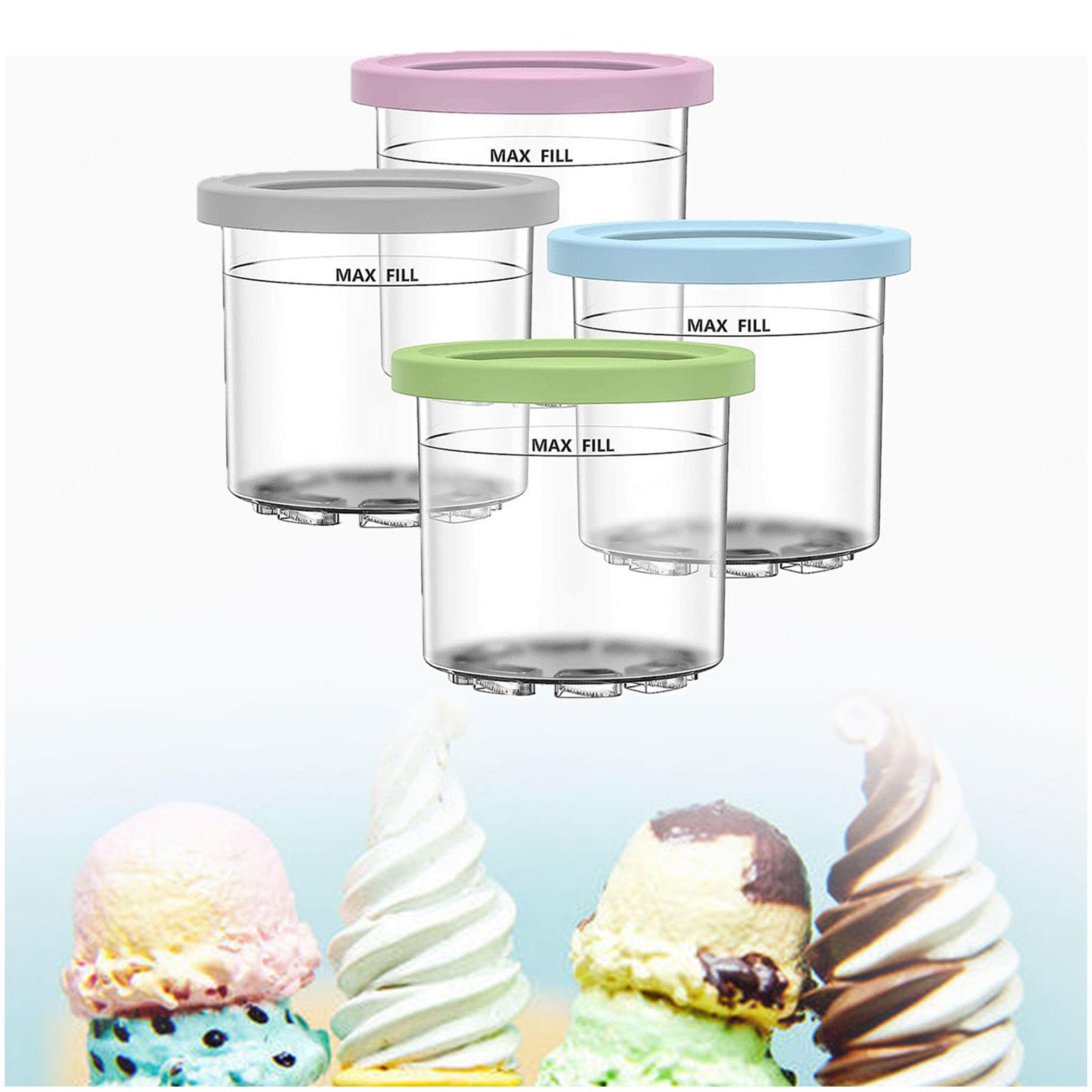 Creami Deluxe Pints, for Ninja Creami Ice Cream Maker,16 OZ Ice Cream Pint Reusable,Leaf-Proof Compatible NC301 NC300 NC299AMZ Series Ice Cream Maker