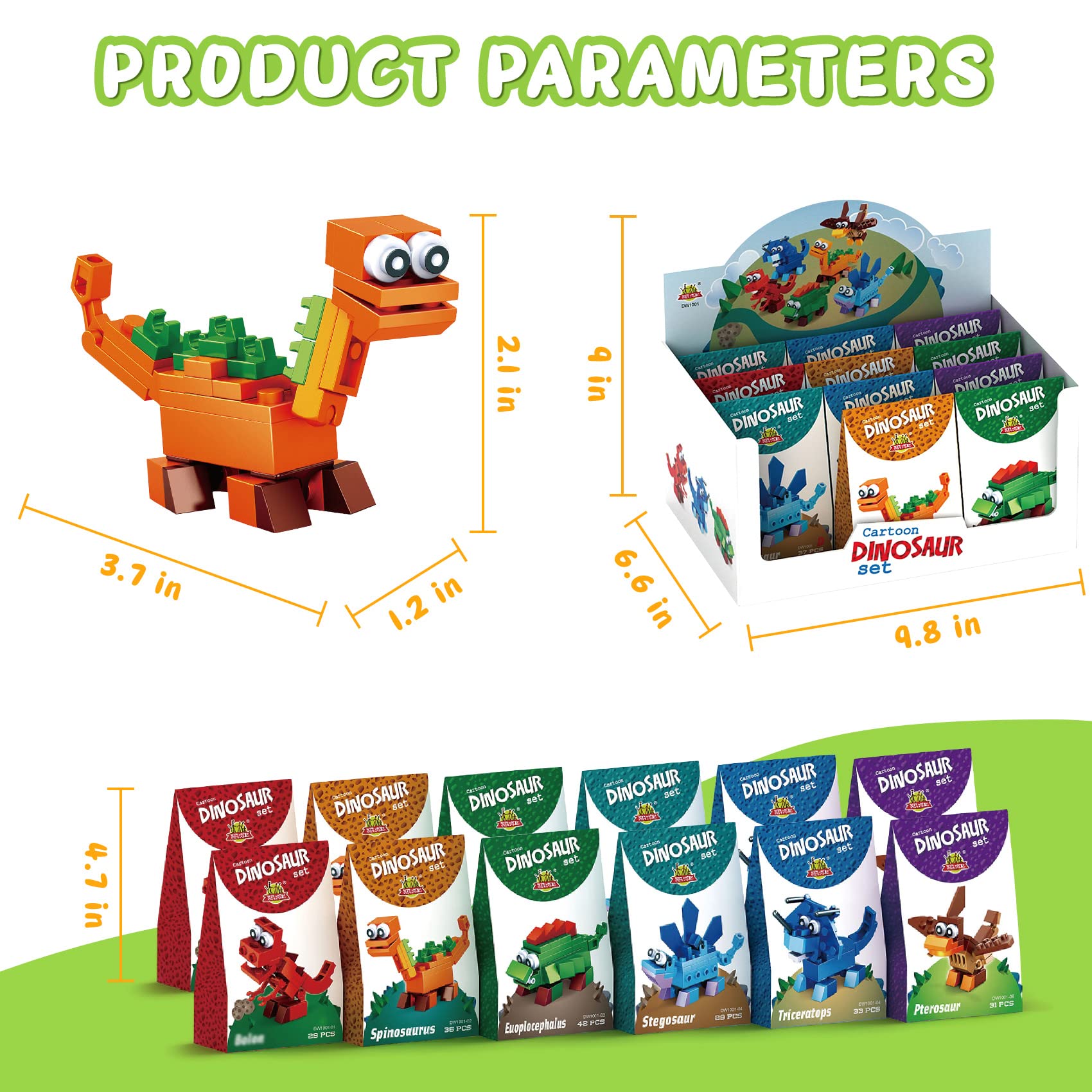 GearRoot 12 Pack Party Favors for Kids, Dinosaur Building Blocks, Assorted Mini Animals Building Blocks Sets for Goodie Bags Fillers, Classroom Prizes, Birthday Gifts,Easter Basket Stuffers