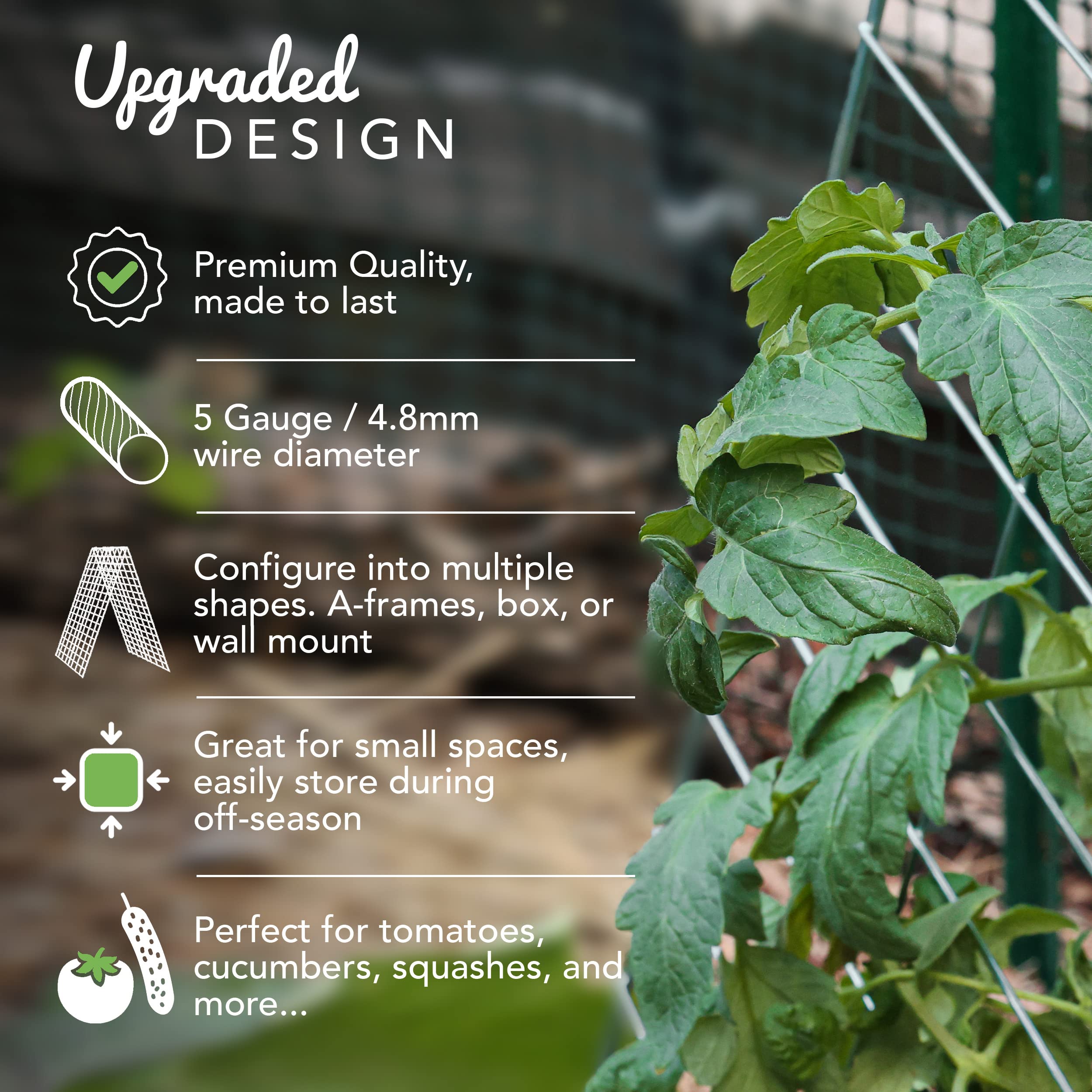 GOLETIO Cucumber Trellis for Raised Bed - 35" x 55" Garden Trellis for Climbing Plants Outdoor - A Frame Trellis for Climbing Vegetables with Plant Support Clips and Gloves