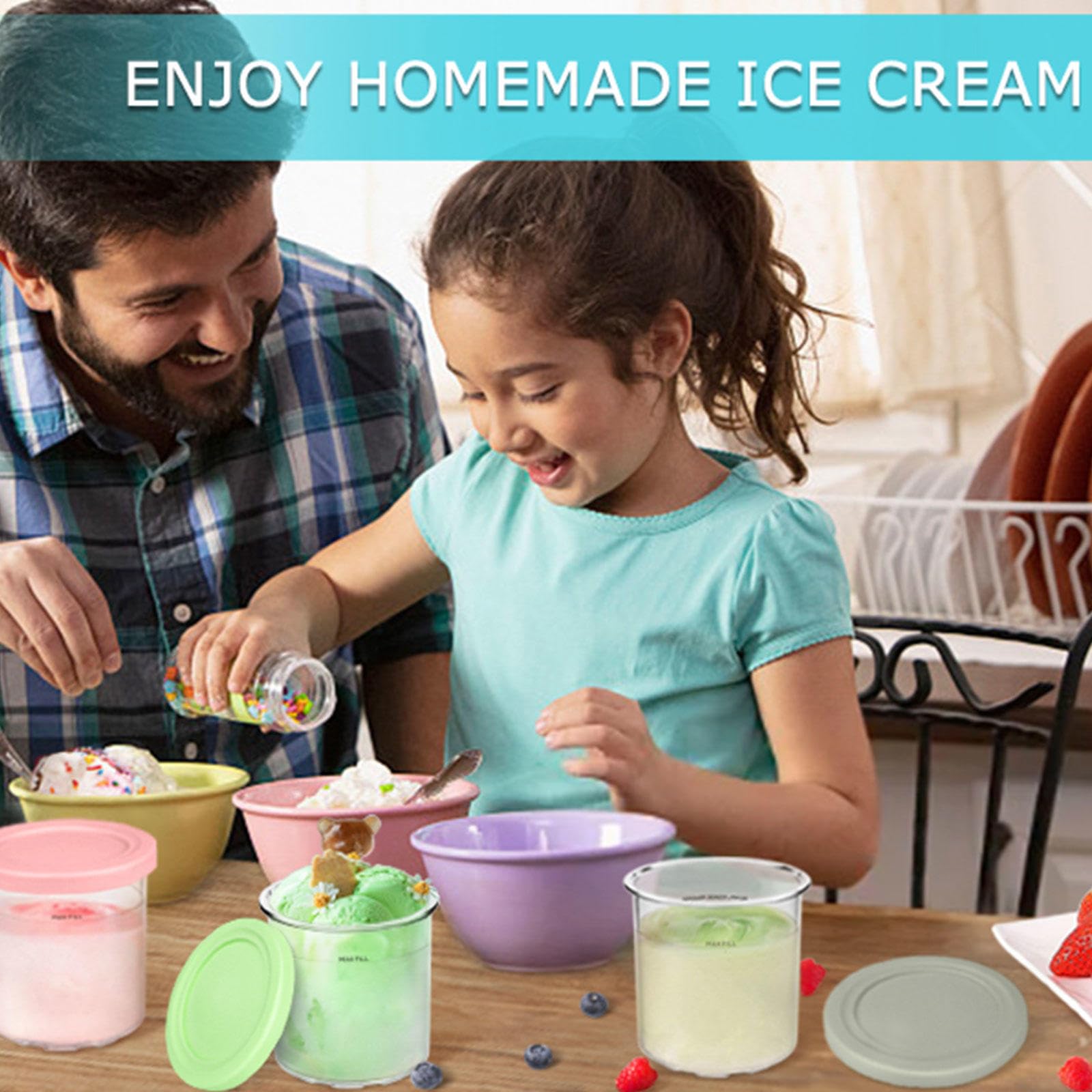 Creami Pint Containers, for Creami Ninja,16 OZ Ice Cream Container Airtight,Reusable for NC301 NC300 NC299AM Series Ice Cream Maker