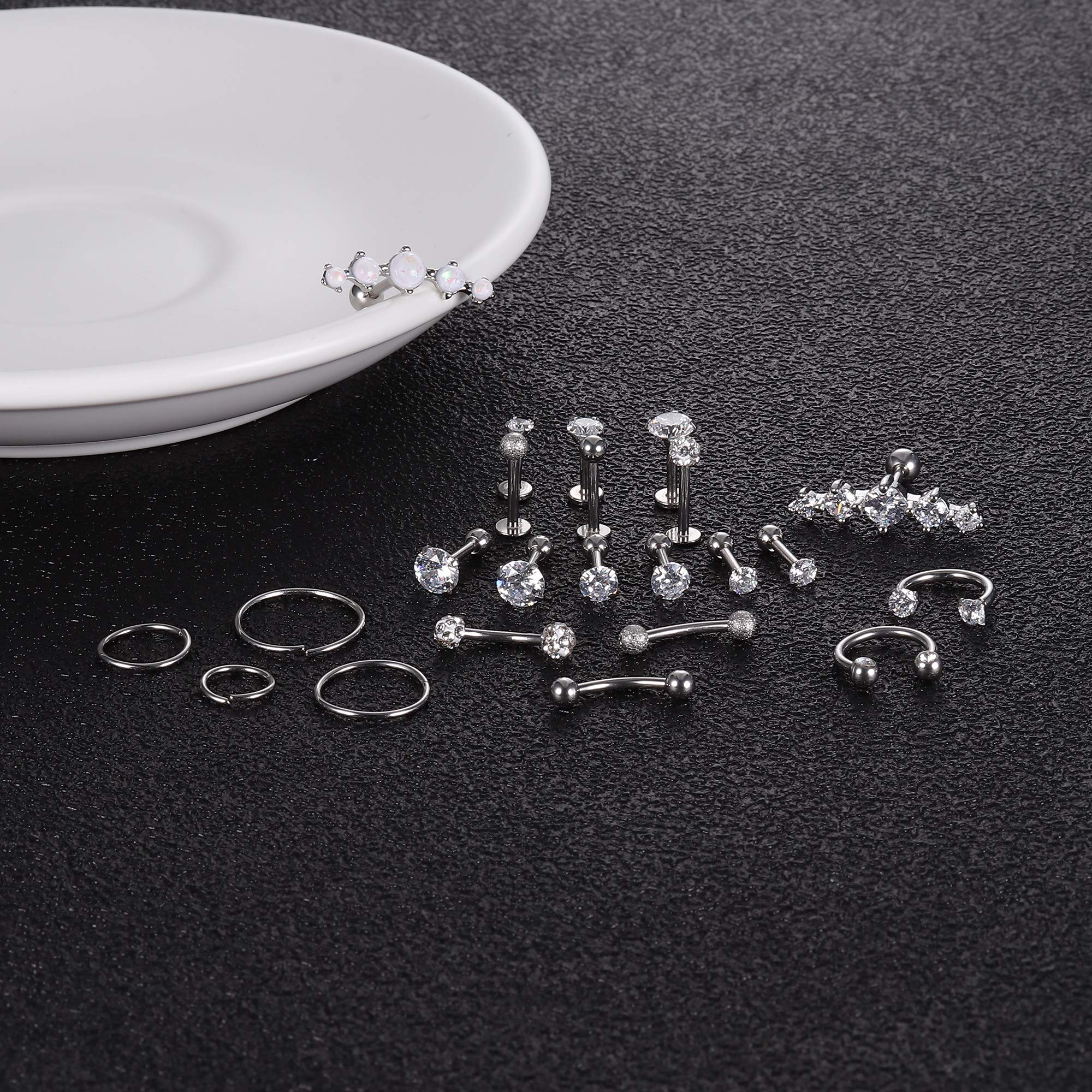 Drperfect 16G Cartilage Earring Hoop Stud for Women Forward Helix Rook Daith Conch Tragus Ear Piercing Jewelry