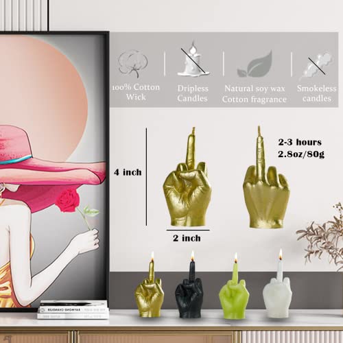 LPUSA 2 Pieces Middle Finger Candles Danish Pastel Room Aesthetic Aromatherapy Natural Soy Wax Decorative Candle for Bedroom Bathroom Wedding(Silver)