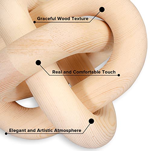 Wood Knot Decor 3 Knot Wood Chain Link Decor Coffee Table Books Decor Table Decorations for Living Room Hand Carved Decorative Modern Farmhouse Shelf Boho Rustic 6 inch (Natural)