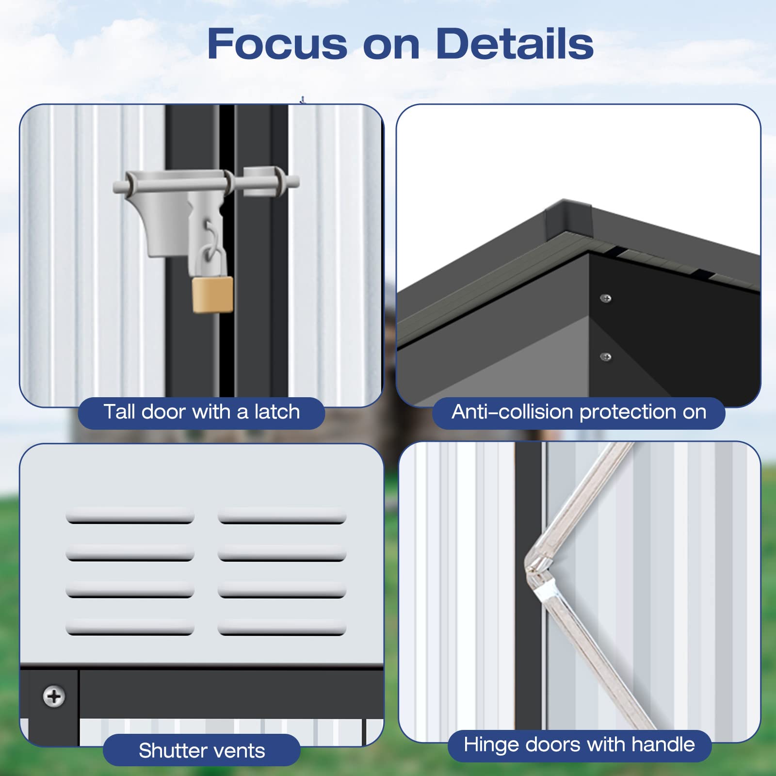 Lyromix 5' × 3' Metal Outdoor Storage Shed with Door & Lock, Waterproof Garden Storage Tool Shed for Backyard Patio,White-Dark Grey
