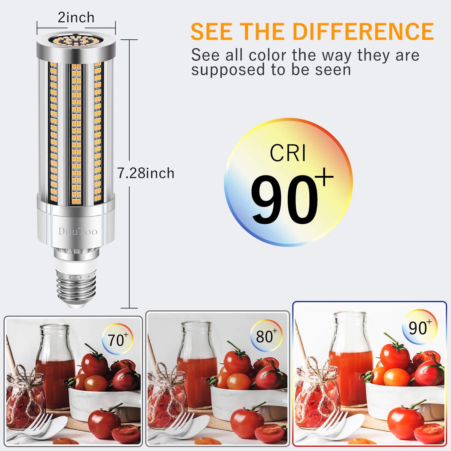 DuuToo 35W Super Bright Corn LED Light Bulb Fanless(300 Watt Equivalent) - E26/E39 Mogul Base LED Bulb - 3000K Warm White 4200 Lumens for Large Area Commercial Ceiling Lighting - Shop Factory