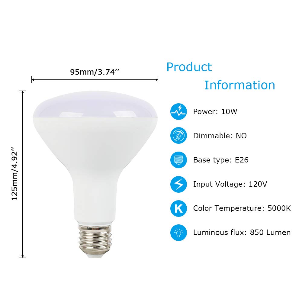 FAGUANGAO Dusk to Dawn BR30 LED Light Bulb, 10W Equivalent 60W, Daylight 5000K Auto On/Off Flood Light Bulb for Indoor and Outdoor, 850 Lumens, E26 Base, Not-Dimmable, 2 Pack