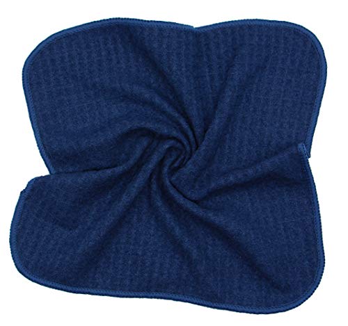 VeraSong Microfiber Kitchen Cleaning Cloth Thick Dish Rags Waffle Weave Washcloths Dish Cloths Ultra Absorbent Odor Free 12inch X 12inch 6 Pack Navy Blue