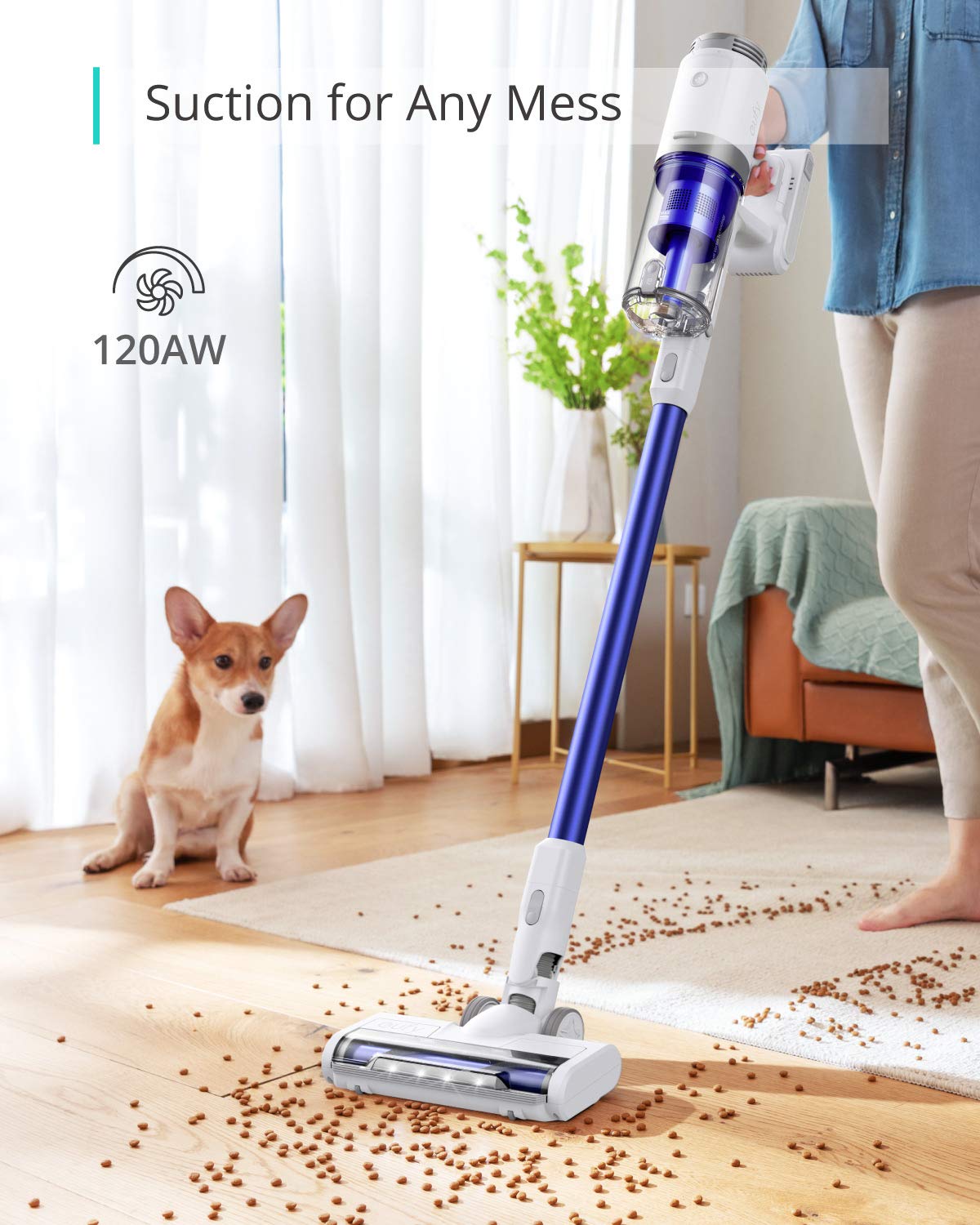 eufy by Anker, HomeVac S11 Go, Cordless Stick Vacuum Cleaner, Lightweight, Cordless, 120AW Suction Power, Detachable Battery, Cleans Carpet to Hard Floor