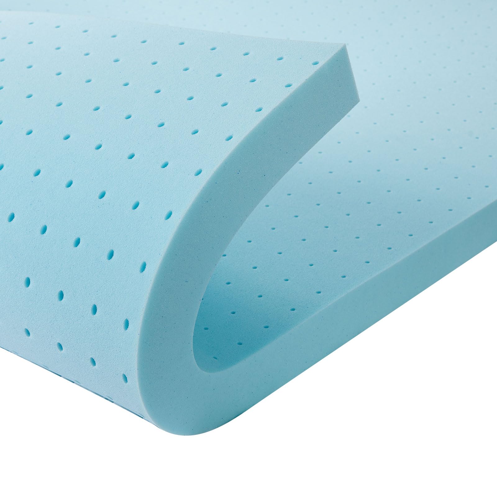Orcalic 3 Inch Ventilated Memory Foam Mattress Topper, Soft Mattress Pad, Bed Topper, CertiPUR Certified, Full Size, Blue