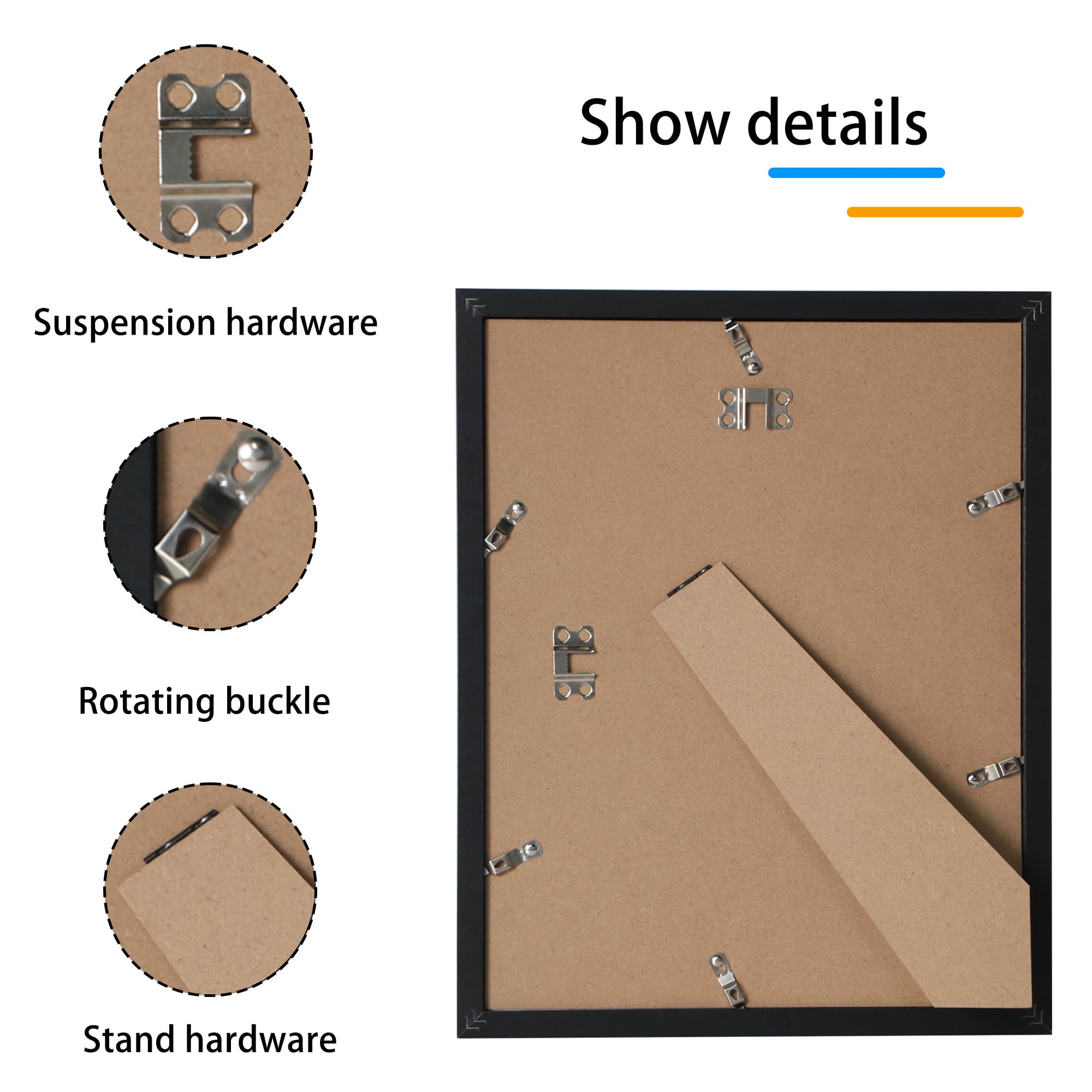 DUENPY 11x14 Collage Picture Frame, 4x6 Collage Picture Frame,Displays Five 4x6 inch Photos, or 11x14 (Without Mat) Available for Horizontal and Vertical Display,Black.