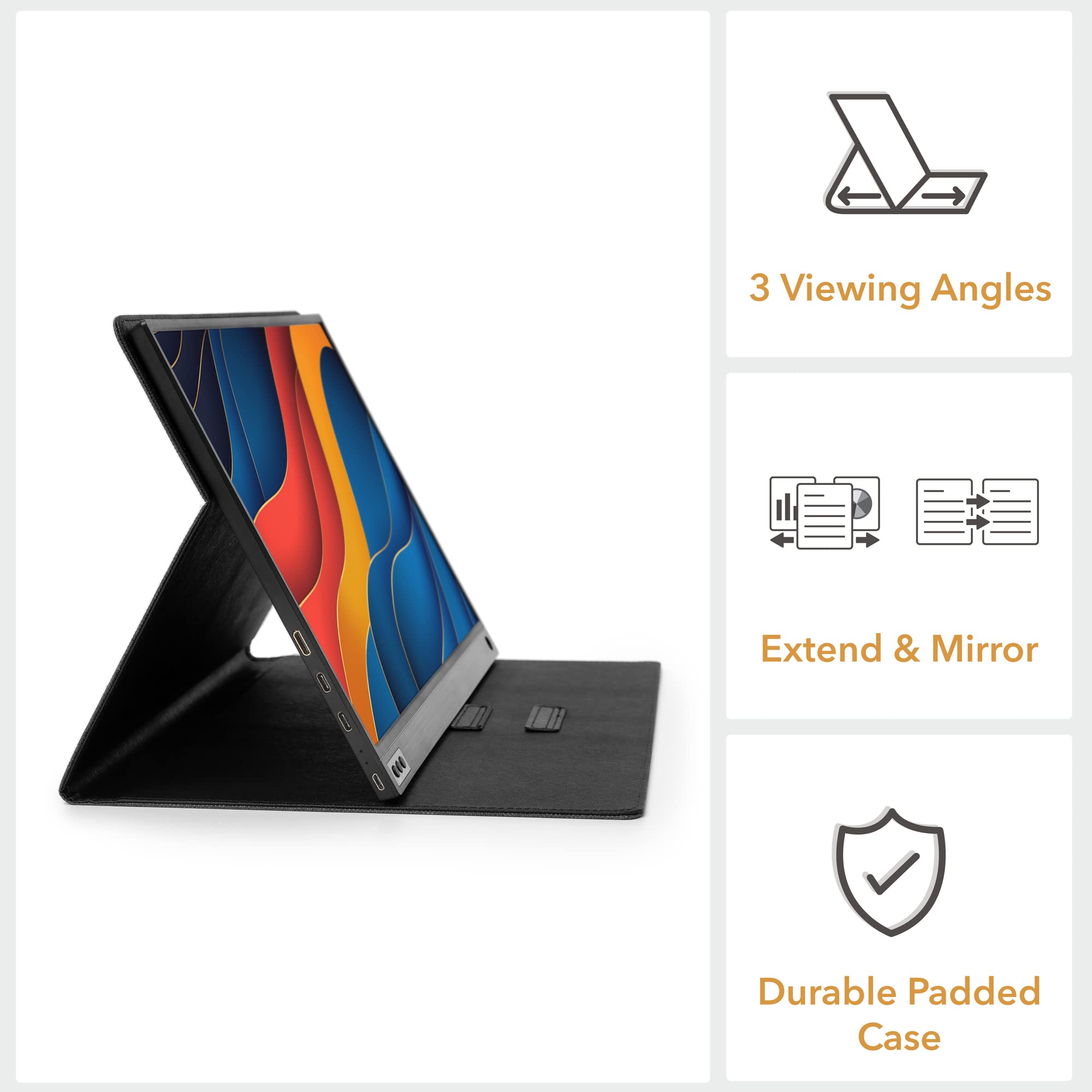 SideTrak Solo Portable Laptop Monitor 15.6” FHD 1080P LCD Screen | Works with Mac, PC, Chrome, PS4, Xbox, Raspberry Pi, & More | Powered by USB or Mini HDMI | Detachable Padded Case and Kickstand
