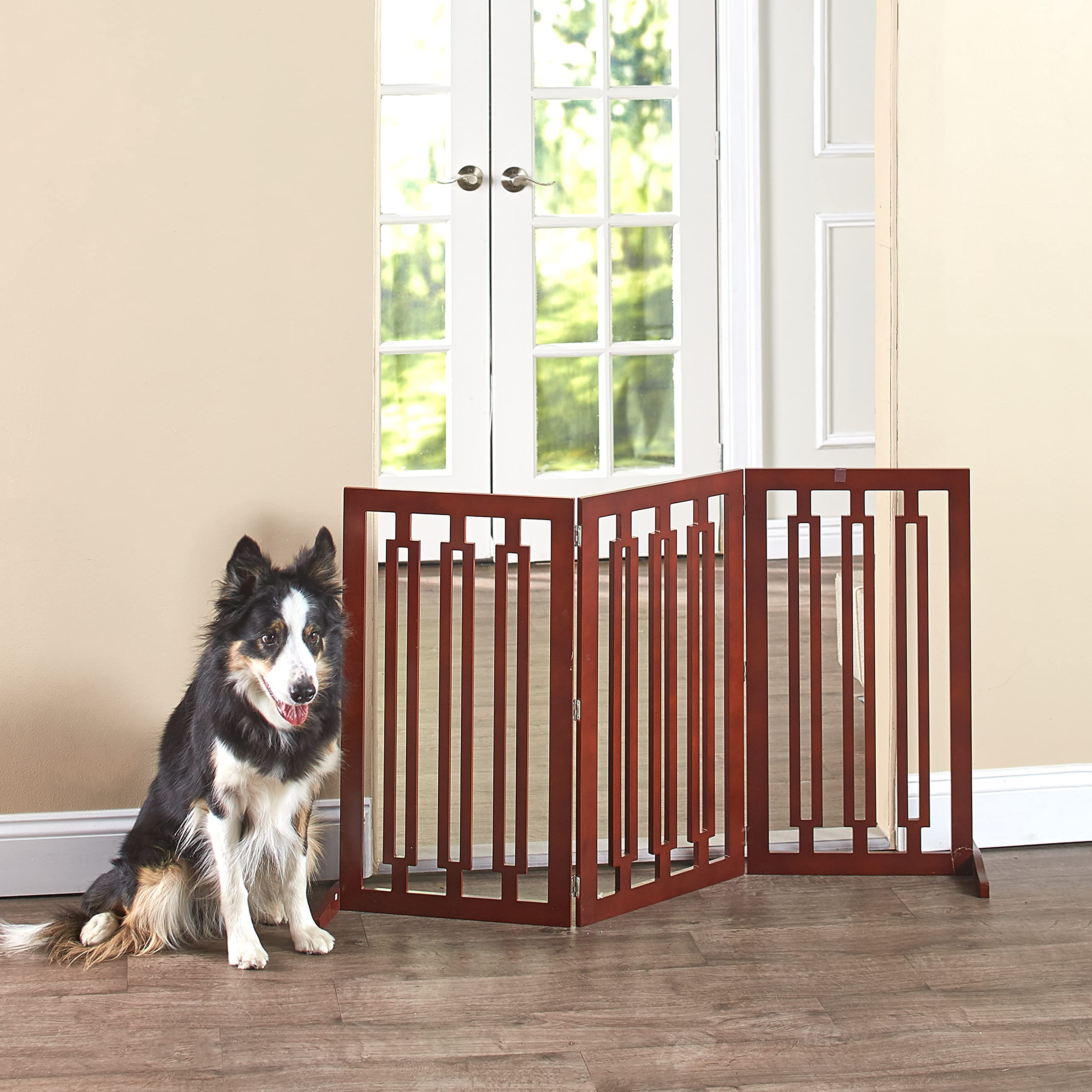 Hollow Pet Gate - Dog Gate for Doorways - Walnut