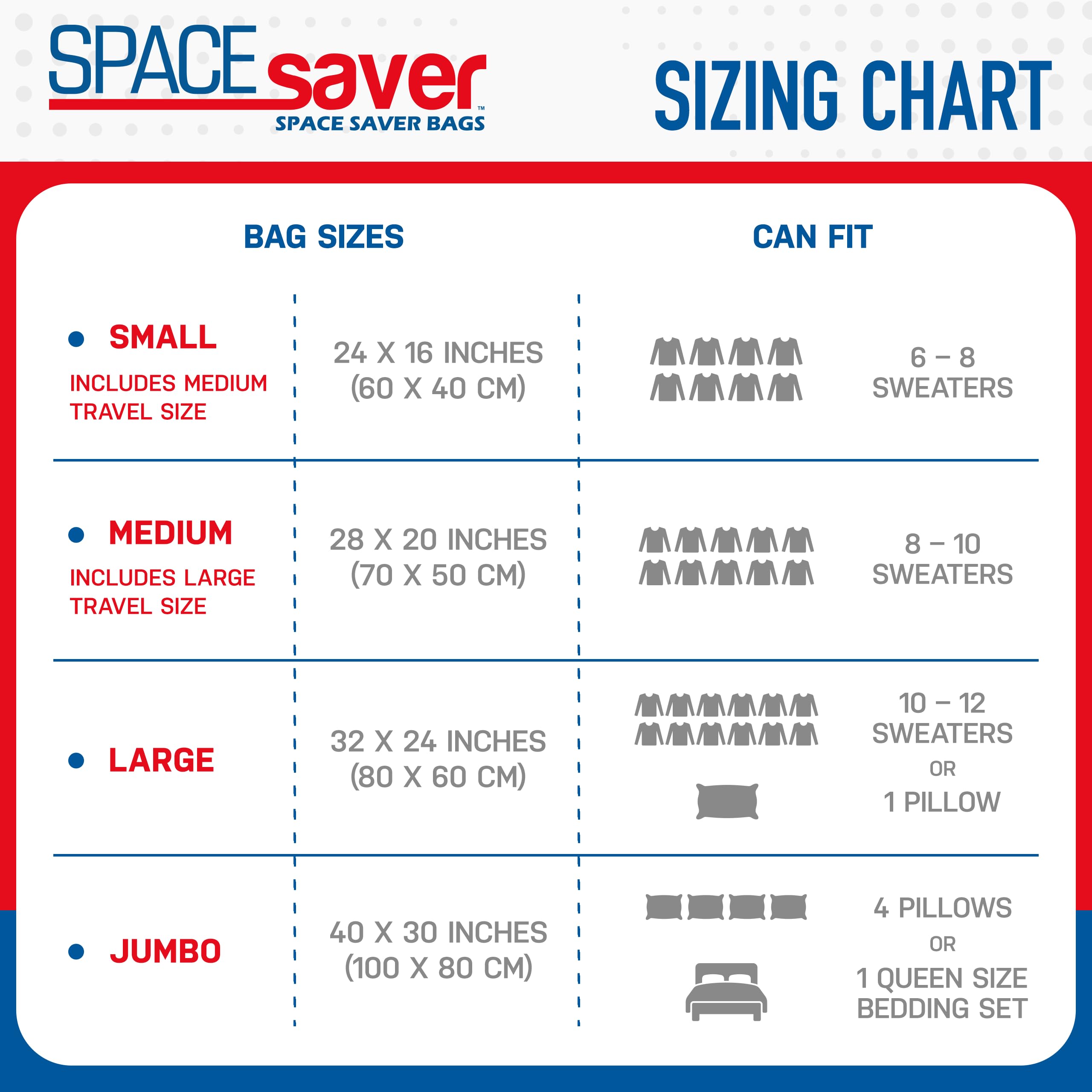 Spacesaver Space Bags Vacuum Storage Bags (Small 10 Pack) Save 80% on Storage Space - Vacuum Sealer Bags for Comforters, Blankets, Bedding, Clothing - Small Vacuum Bags for Travel - Hand Pump Included