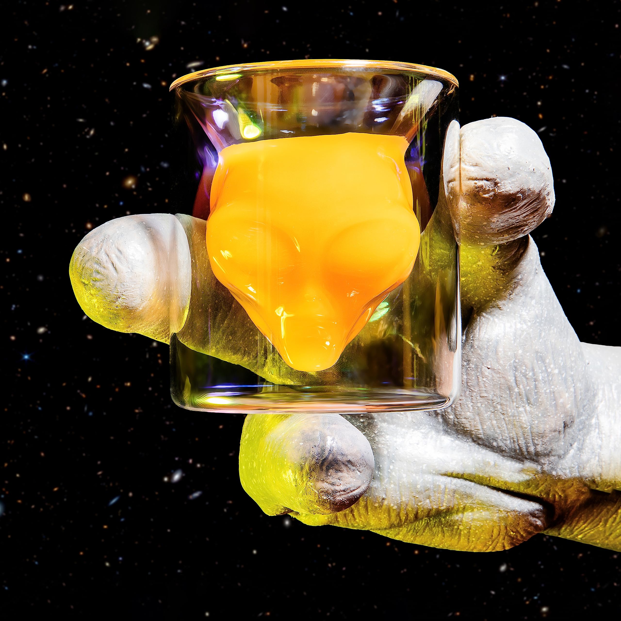 Dragon Glassware Alien Drinking Glasses - Unique Double Wall Grey Alien Inspired Design from Area 51 - Novelty Gift for Outer Space Enthusiasts - Fun and Stylish Tumblers, Set of 2