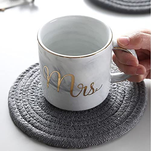 Larpur Trivet Set Pot Holders, 7” Cotton Thread Weave Hot Mats Set of 2 Coasters Hot Pad for Cooking and Baking, Kitchen (Grey-2 Pcs)