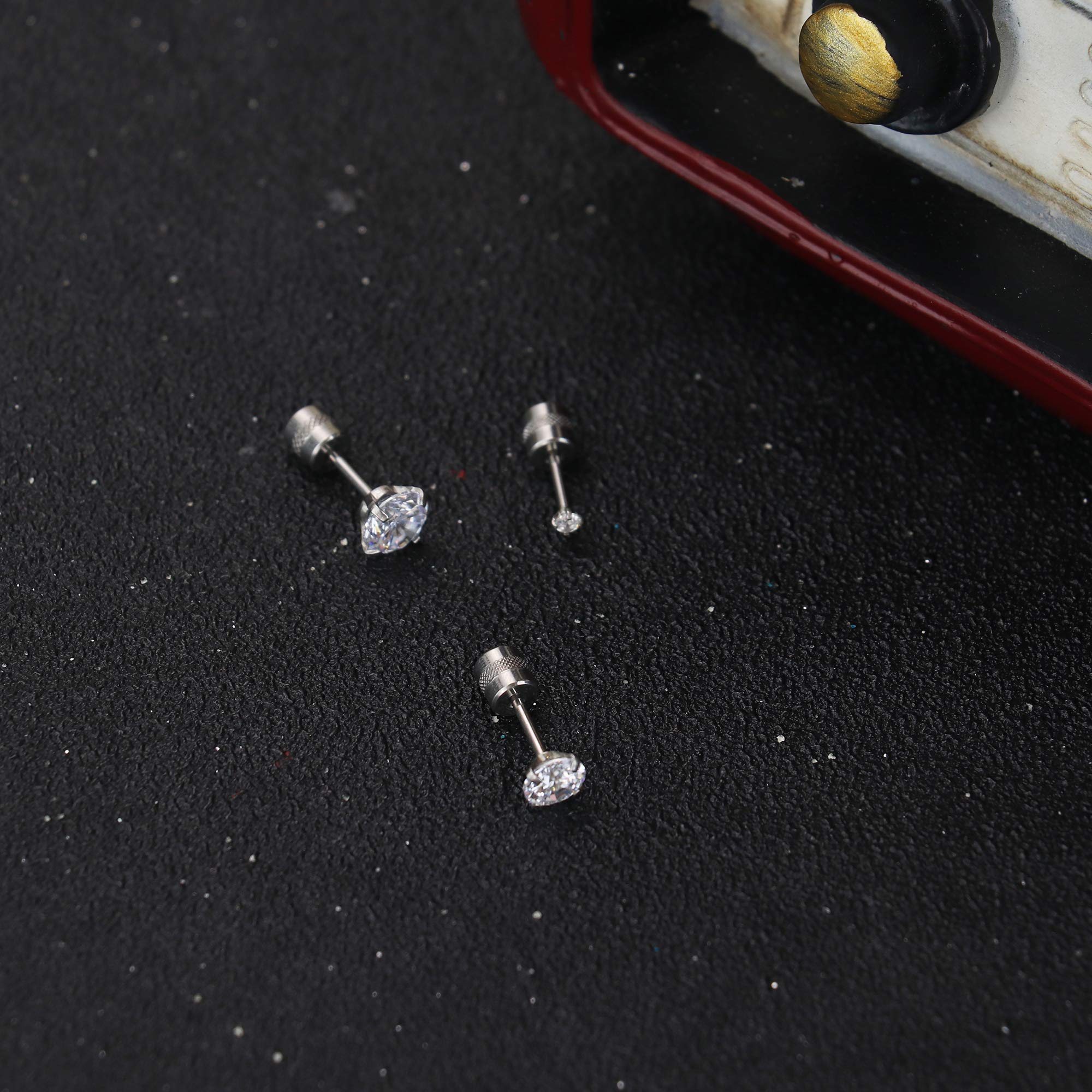 Drperfect 5 Pairs 18G Cartilage Earrings for Women Men Tiny Stainless Steel Piercing Stud Earrings CZ Screw Back Earrings 2-6mm