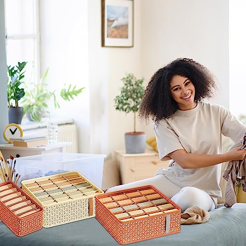 verrio Sock Underwear Organizer Drawer Dividers, Sock Underwear Drawer Organizer Bins, Closet Cabinet Organizer Underwear Storage Boxes for Storing Socks, Undies and Baby Clothes (Beige-M)