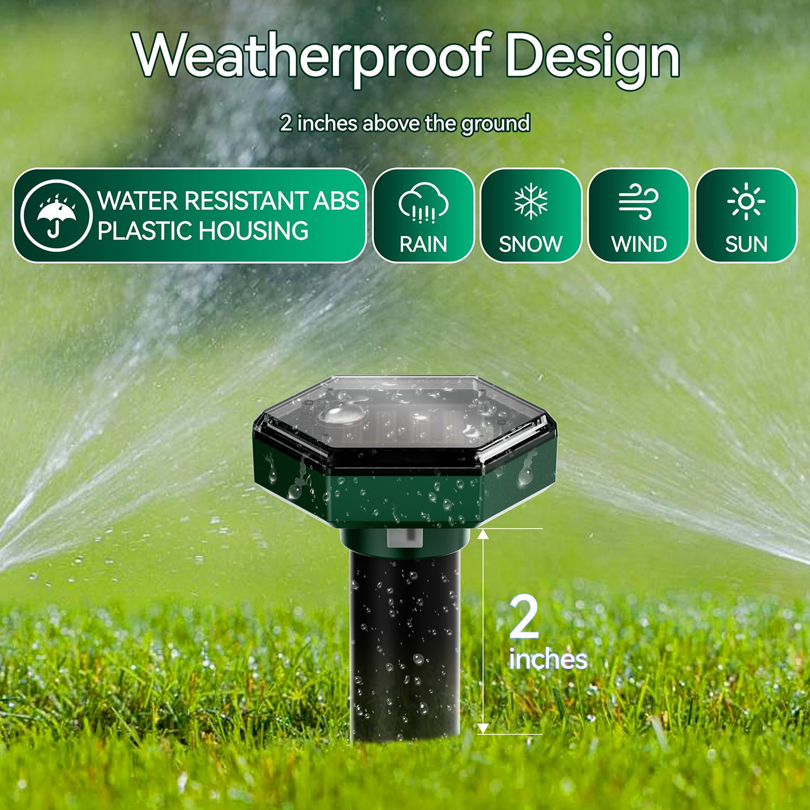 Mole Repellent Solar Powered 4 Pack buzzkick Solar Mole Repellent Ultrasonic Rodent Repeller,Vole Repellent Outdoor,Ultrasonic Pest Repeller for Yard