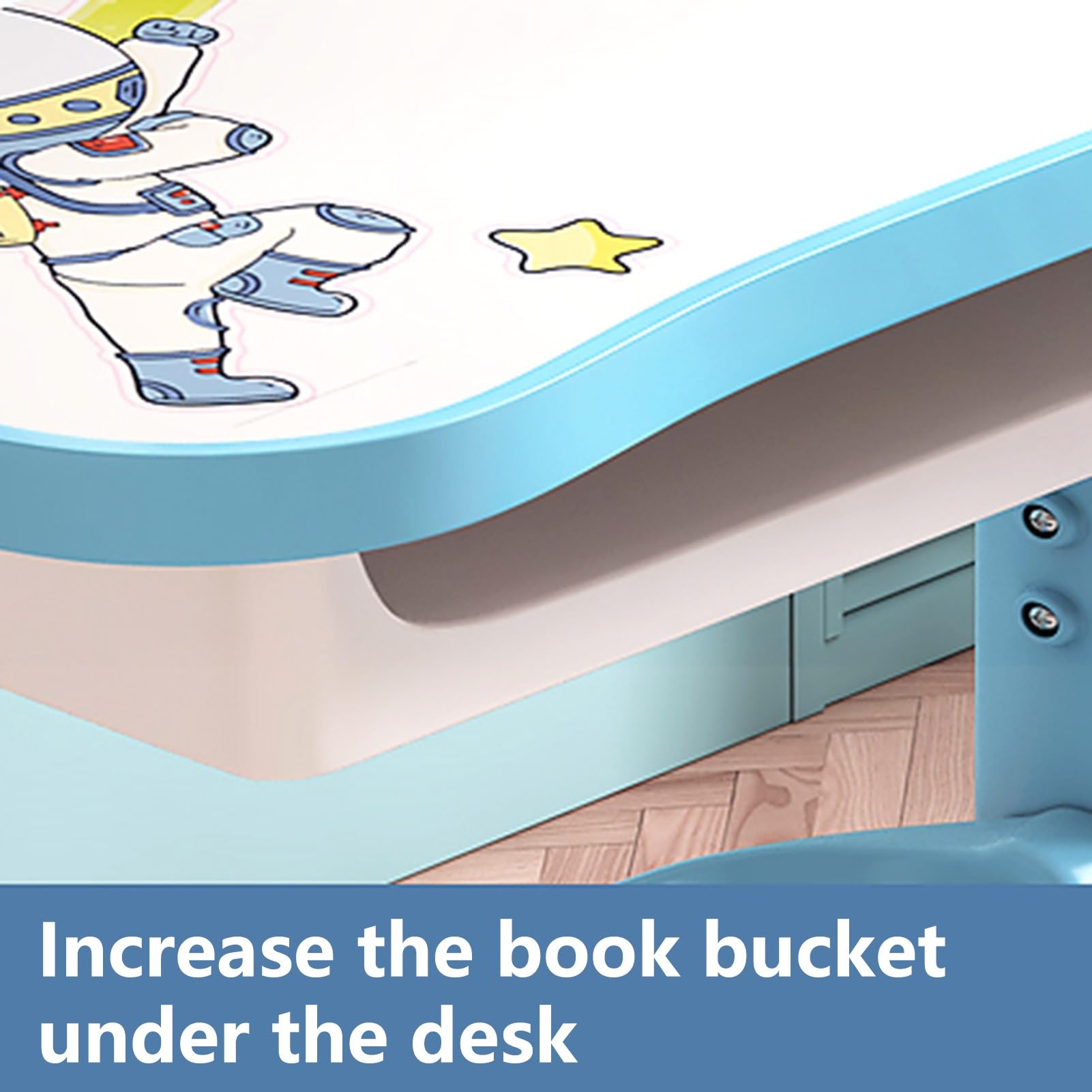 Washranp Kids Functional Desk and Chair Set,Children Learning Desk,Cartoon Pattern,Height Adjustable Height Study Table with Drawer,Desk for Kids with Tiltable Desktop,Storage Drawer for Boys Girls