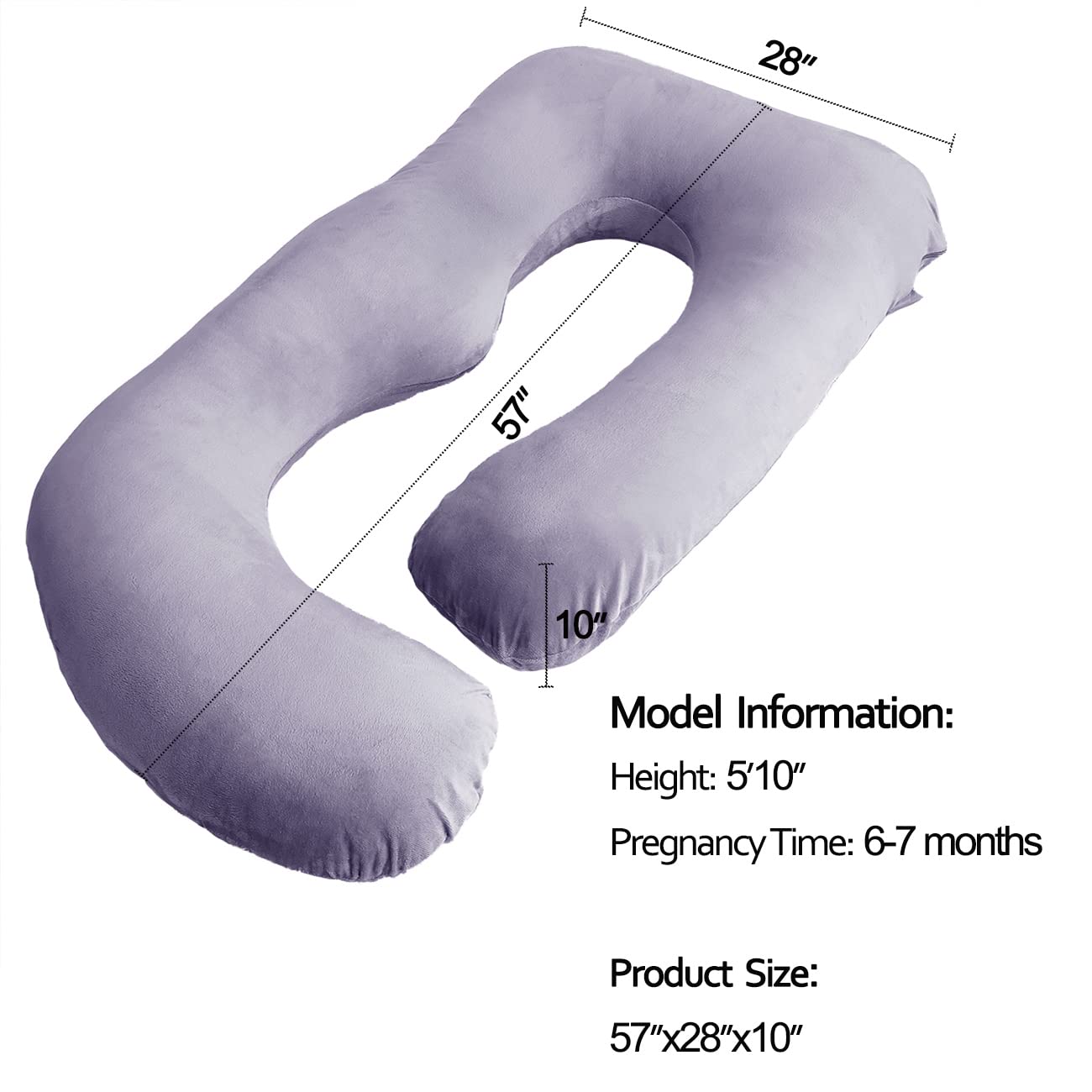 Inmoredo Pregnancy Pillows for Sleeping, 57" G Full Shaped Body Pillow for Pregnant Women,Soft and Practical Back Cushion,Removable Maternity Pillow Cover,The Mother Side Sleeper Grey