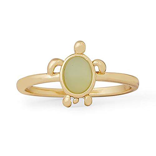 Pura Vida Gold-Plated Sea Turtle Ring - Sterling Silver Band - Size 7