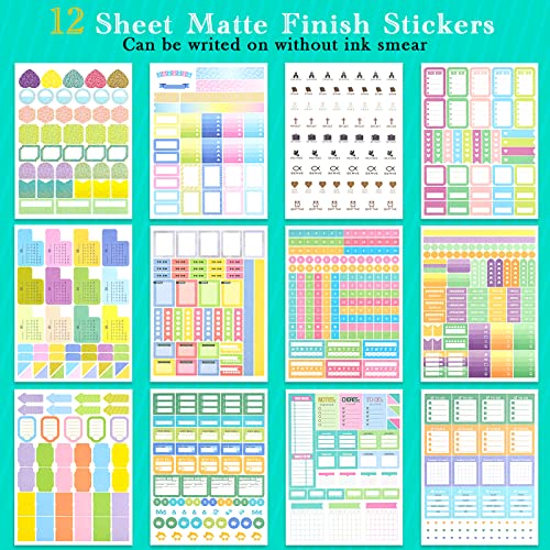 Planner Stickers,24 Sheet/1300+ Calendar Stickers for Adults Planner, Planner Stickers and Accessories for Women Work, Enhance Life Productivity