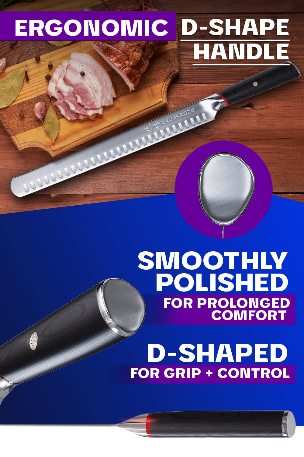 Dalstrong Slicing & Carving Knife - 12 inch Slicer - Phantom Series - Japanese High-Carbon AUS8 Steel - Pakkawood Handle - Kitchen Knife - Brisket Knife - Sheath Included