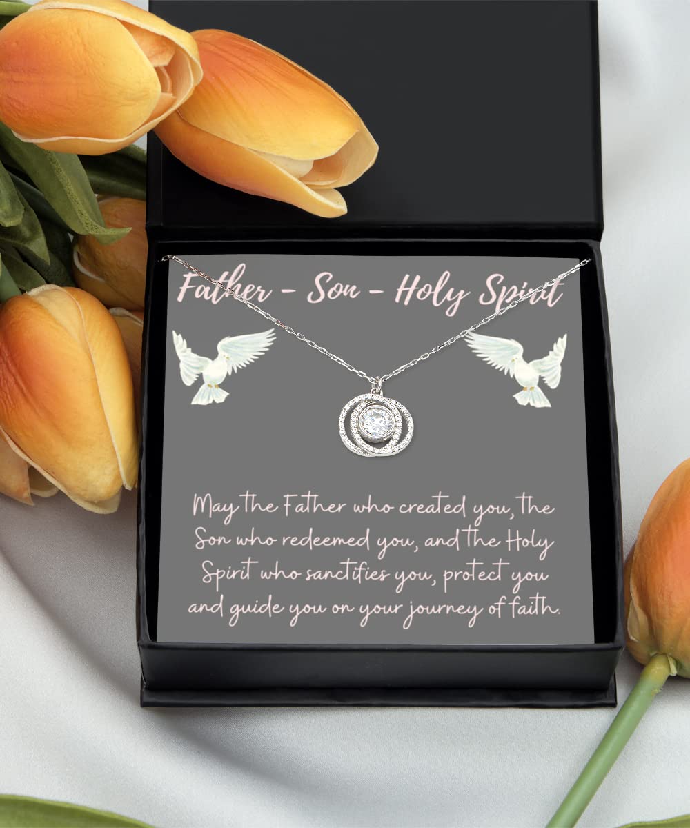 First Communion Gift, Holy Trinity Blessing, Christian Necklaces for Women, Confirmation Gift, Sterling Silver Christian Jewelry, Three Circle Necklace, Easter Present