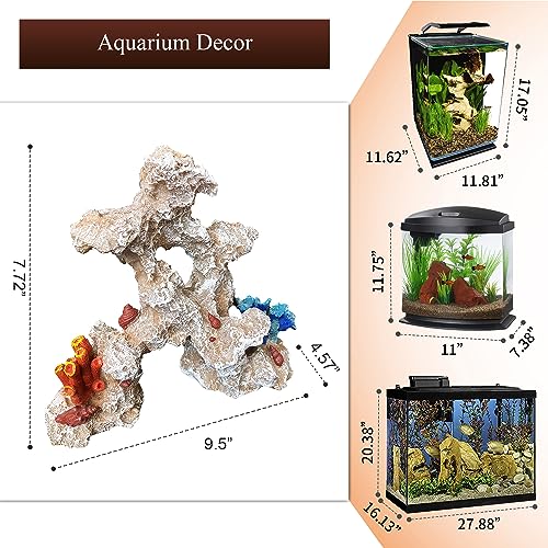 majoywoo Coral Reef for Aquarium Decor, Artificial Resin Fish Tank Decor, Goldfish Betta Fish Hideout, White